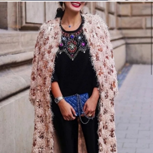 Zara | Jackets & Coats | Zara Sequin Fringe Robe Jacket | Poshmark